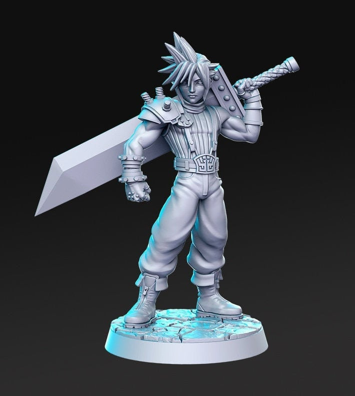 Final Fantasy 7 Cloud Strife 3D Printed Miniature 40mm Miniature, Warh ...